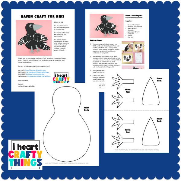 Handprint Raven or Crow Craft – I Heart Crafty Things