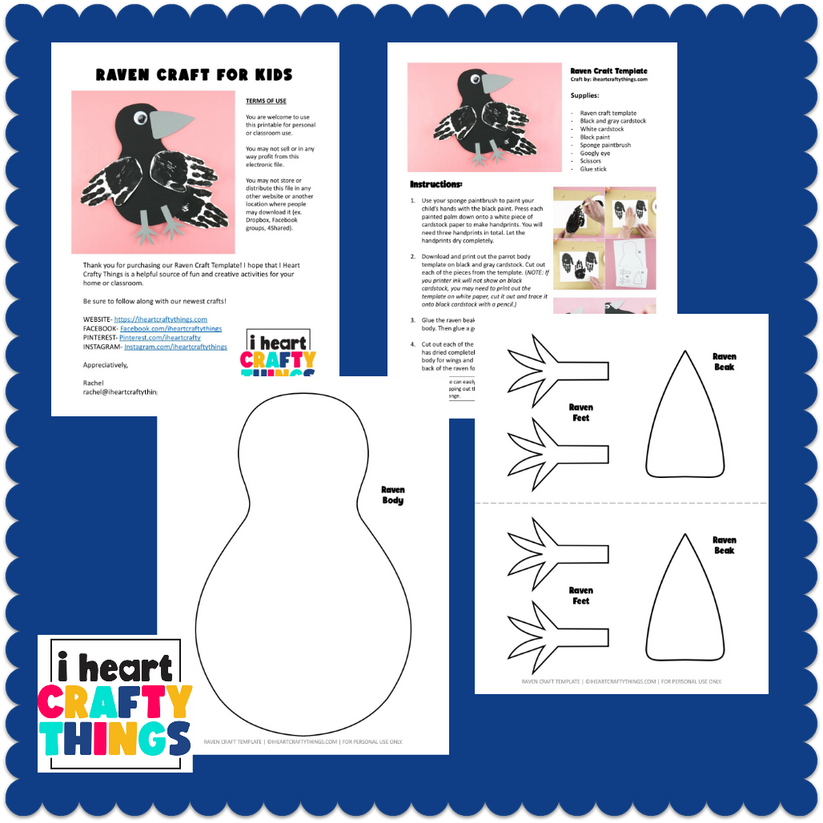 Handprint Raven or Crow Craft – I Heart Crafty Things