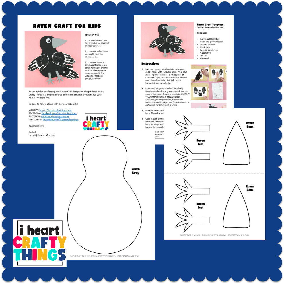 Handprint Raven or Crow Craft – I Heart Crafty Things